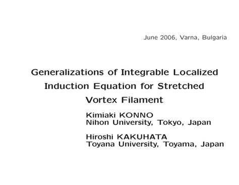 Pdf Generalization Of Localized Induction Equation