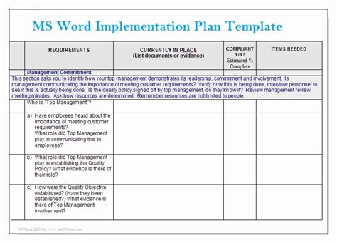 Project Implementation Plan Template Excel Luxury Ms Word Implementation Plan Templat