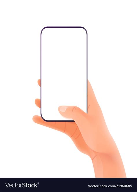Smartphone In Hand Finger Pressing Button Vector Image