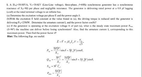Solved A S 3 Phi 50 Mva V L 30 Kv Line Line Voltage