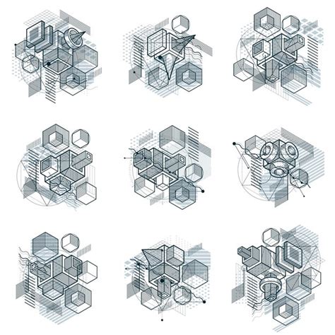 Premium Vector Isometric Abstract Backgrounds With Linear Dimensional Shapes Vector 3d Mesh