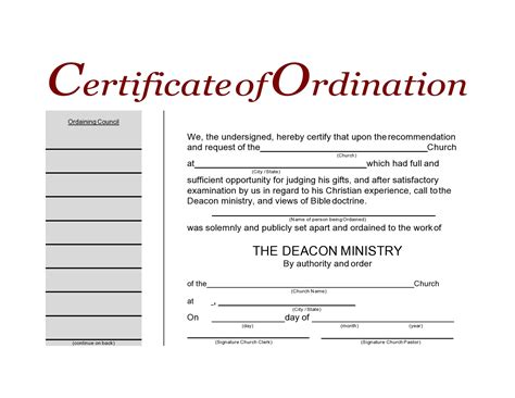 Ordination Service Program Template