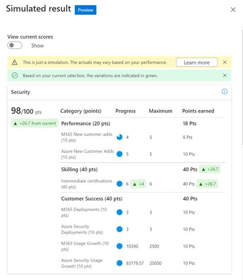 Score Simulator Partner Center Microsoft Learn