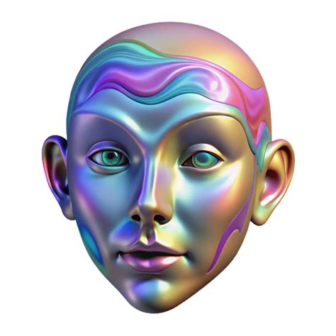 Dramatic Minimalist Abstract Face With Holographic Texture Isolated Premium 58003472 Png