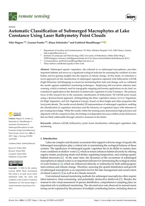 pdf automatic classification of submerged macrophytes at lake