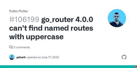 Gorouter 400 Cant Find Named Routes With Uppercase · Issue 106199 · Flutterflutter · Github