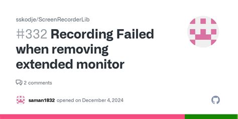 Recording Failed When Removing Extended Monitor · Issue 332 · Sskodje