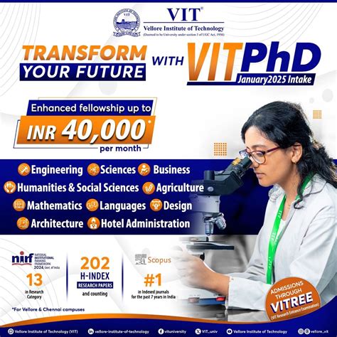 Vellore Institute Of Technology On Linkedin Vit Velloreinstituteoftechnology Research Phd