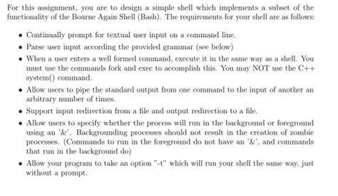 Solved For This Assignment You Are To Design A Simple Shell