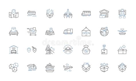 Procurement Process Line Icons Collection Sourcing Negotiation Supplier Bidding Selection
