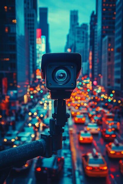 Urban Traffic Control Camera Premium Ai Generated Image