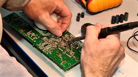 Manual Soldering Of Wires And Components On A Pcb Board Stock Video Video Of Device Factory