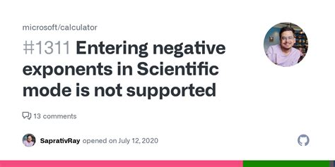 Entering Negative Exponents In Scientific Mode Is Not Supported · Issue 1311 · Microsoft