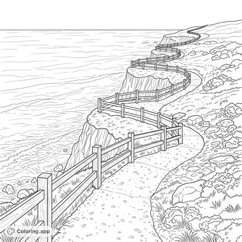 Coastal Cliff Path Overlook Coloringapp