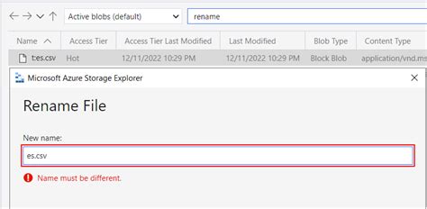 The Blob Name Is Incorrect In The Rename File Dialog If There Is One