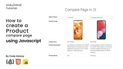 How To Create A Product Comparison Page Using Javascript Html And Js