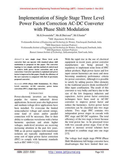 Implementation Of Single Stage Three Level Power Factor Correction Ac