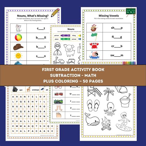 First Grade Vocabulary Activity Book Spelling Sight Words Worksheets