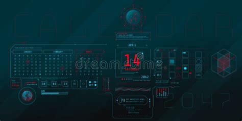 Composition Of Computer Hud Interface With Calendar Stock Vector