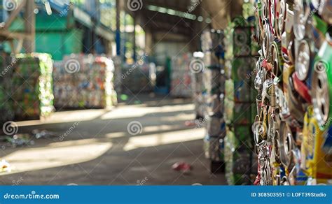 Generative Ai Line Of Baled Aluminum Cans At An Undisclosed Recycling