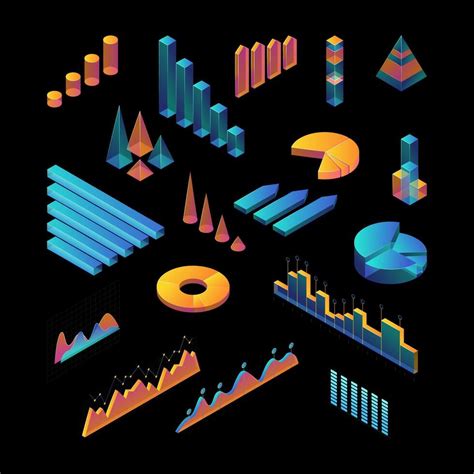 Color Futuristic Data Graphics Set Isometric View 51782059 Vector Art