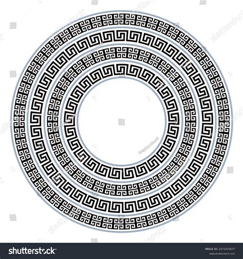 Circle Frame Seamless Disconnected Meander Pattern Stock Illustration