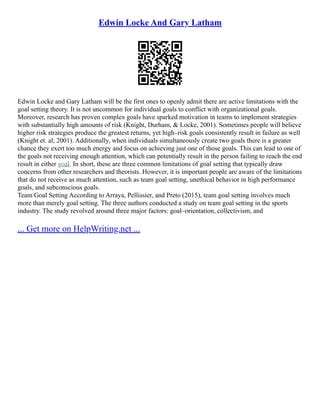 Edwin Locke And Gary Latham Pdf