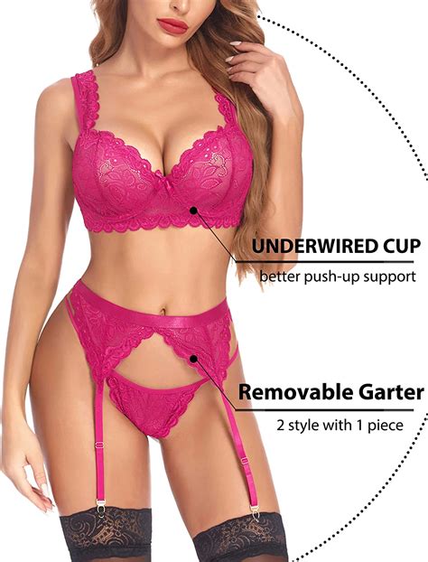 Avidlove Lace Garter Lingerie Set With Underwire Push Up Lingerie Set