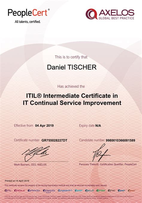 Certification Daniel Tischer
