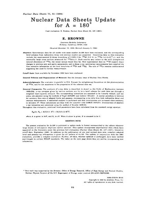Pdf Nuclear Data Sheets Update For A 180 Dokumentips