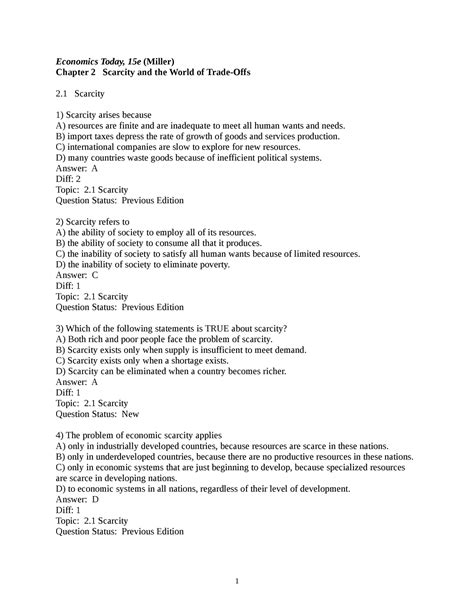 Doc Microeconomic Notes Practice Questions Economics Today 15e Miller Chapter 2 Scarcity