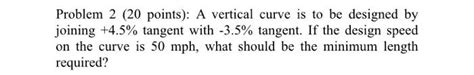 Solved Problem Points A Vertical Curve Is To Be Chegg