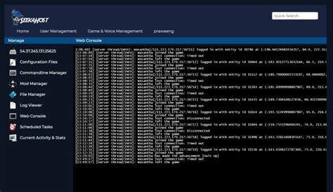 Web Console Seekahost