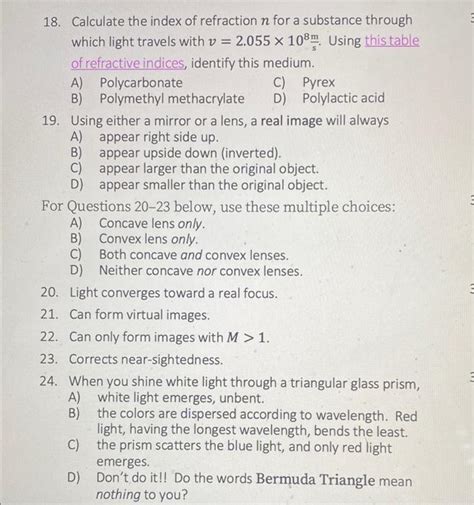 Solved Calculate The Index Of Refraction N For A Chegg