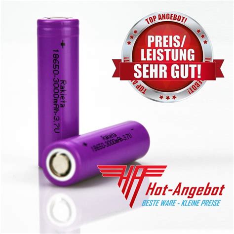 Rakieta Hochleistungs - Lithium Ionen Akku 3000 mAh 3,7 V 18650 E ...