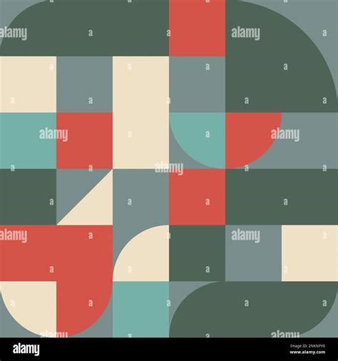 Seamless Square Pattern In Bauhaus Style With Geometric Shapes Wall Print Modern Scandinavian