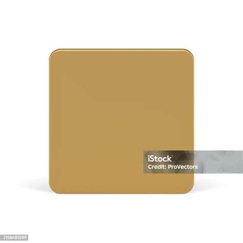 Golden Squared Vertical Wall Regular Geometric Shape Metallic Cube Design Realistic Vector Stock