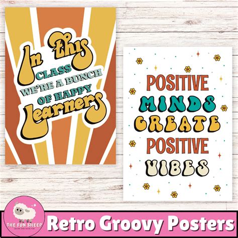 Retro Groovy Classroom Posters Happy And Motivational Quotes Classroom