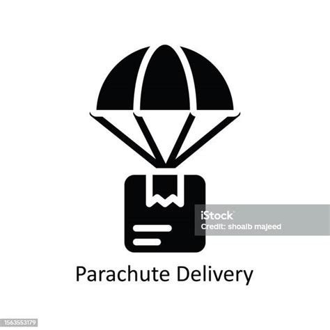 낙하산 배달 벡터 솔리드 아이콘 디자인 그림입니다 자연과 생태 흰색 배경에 기호 Eps 10 파일 개념에 대한 스톡 벡터 아트 및 기타 이미지 Istock