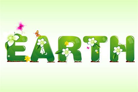 Earth Text With Flowers And Butterflies 269923 Vector Art At Vecteezy