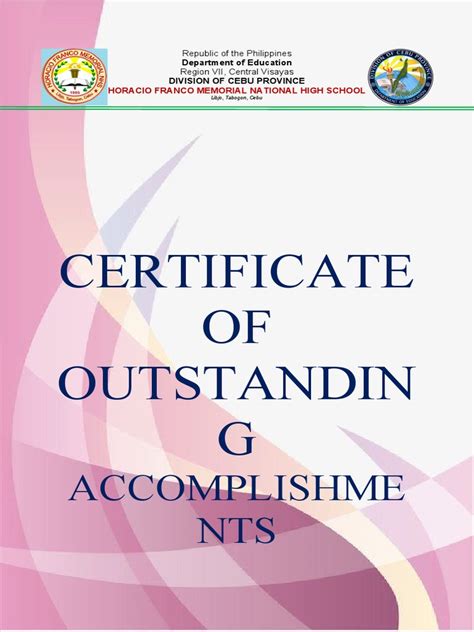 Certificate Of Outstanding Accomplishments Pdf