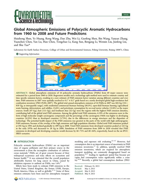 Pdf Global Atmospheric Emissions Of Polycyclic Aromatic Hydrocarbons