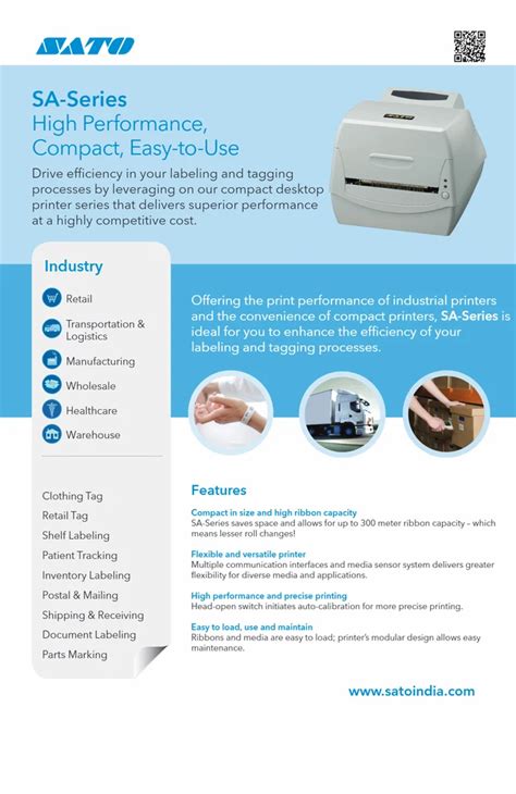 sato sa408 series barcode printers max print width 4 1 inches 4