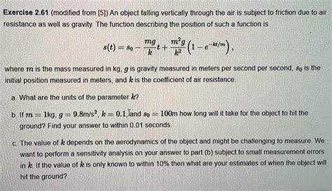 Texts Exercise 261 Modified From 5 An Object Falling Vertically Through