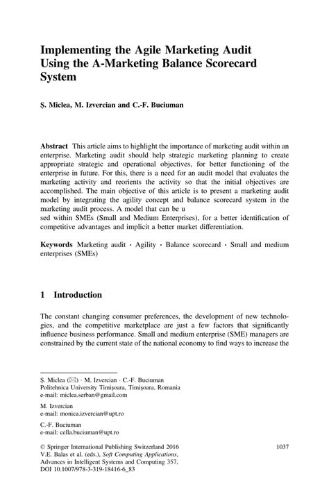 Pdf Implementing The Agile Marketing Audit Using The A Marketing