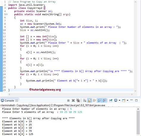Java Program To Copy An Array