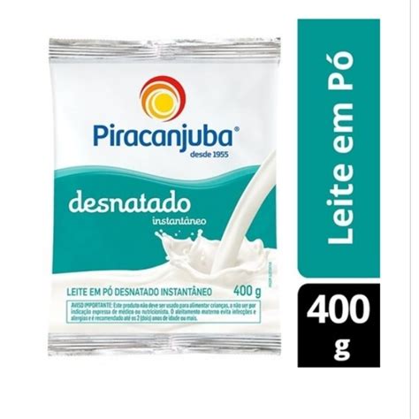 Leite Em Pó Desnatado Instantâneo Piracanjuba Sachê 400g Shopee Brasil