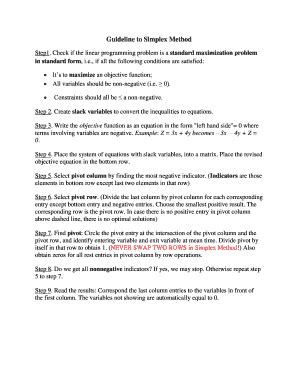 Simplex Method Fill Online Printable Fillable Blank PdfFiller