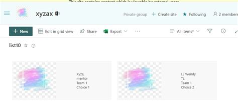 using json to format sharepoint list view to generate business card