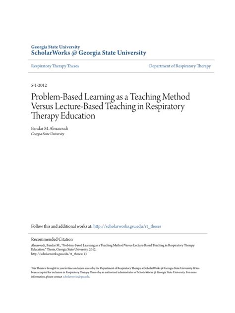 Pdf Problem Based Learning As A Teaching Method Versus Lecture Based